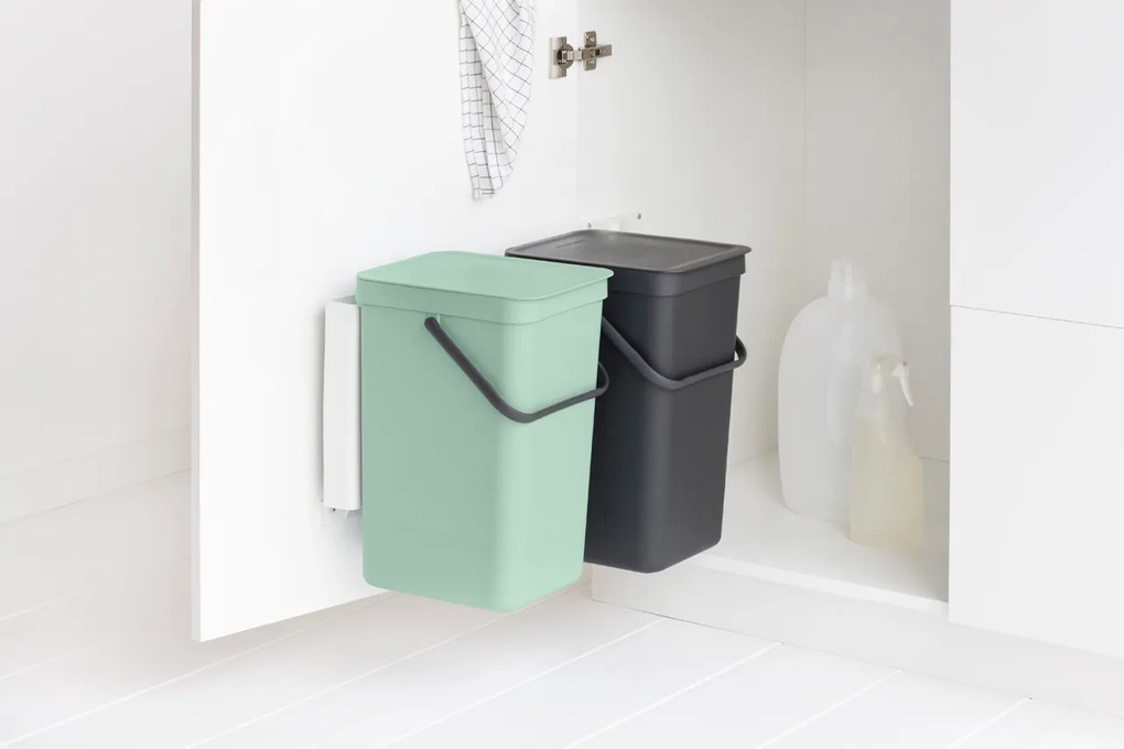 Brabantia Vestavný odpadkový koš Sort&Go 2x16 l - tmavě šedá/nefritově zelená