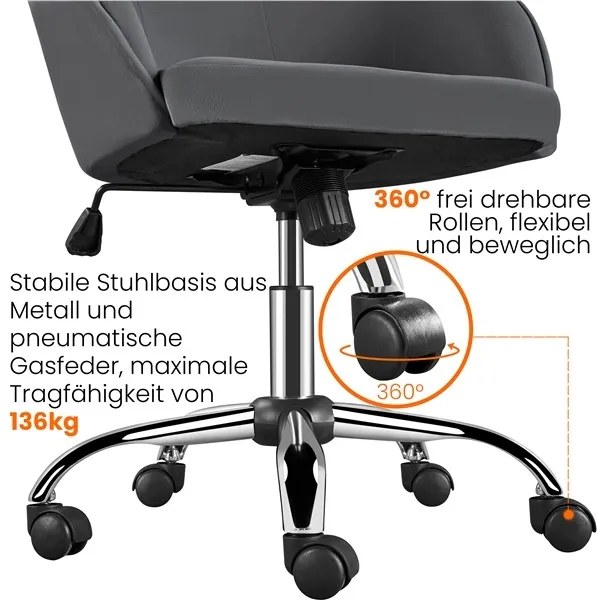 Sada 2 ks – Kancelářská židle Yaheetech – šířka 56,5 cm (267492589069)