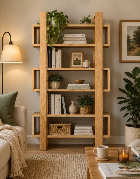 Indický nábytek - Knihovna 85x160x35 z masivu mango Mango natural