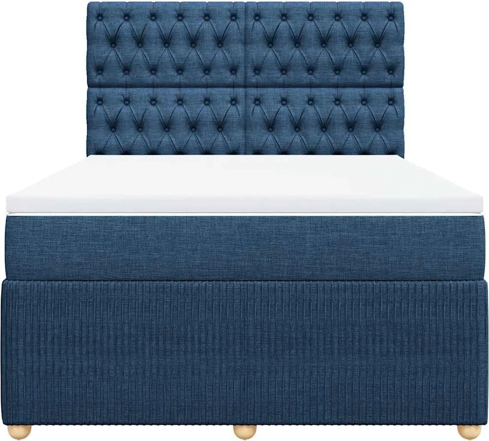 Box spring postel s matrací modrá 140x200 cm textil 3292092