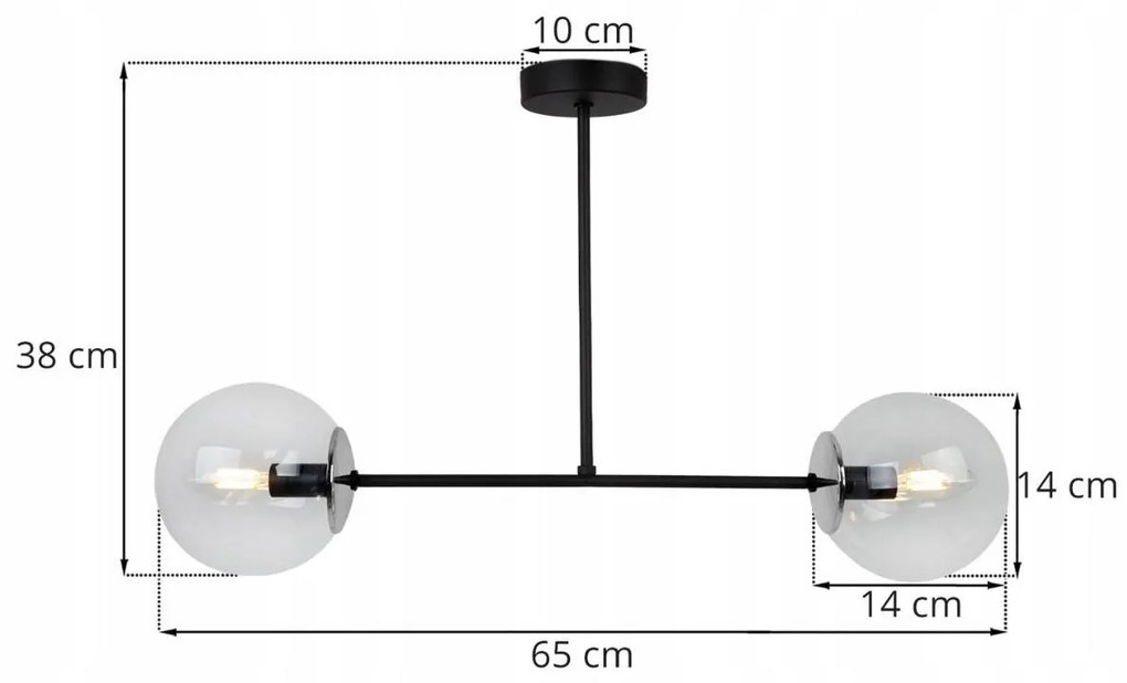 Stropní svítidlo Paris, 2x transparentní skleněné stínítko, (výběr ze 4 barev uchycení)