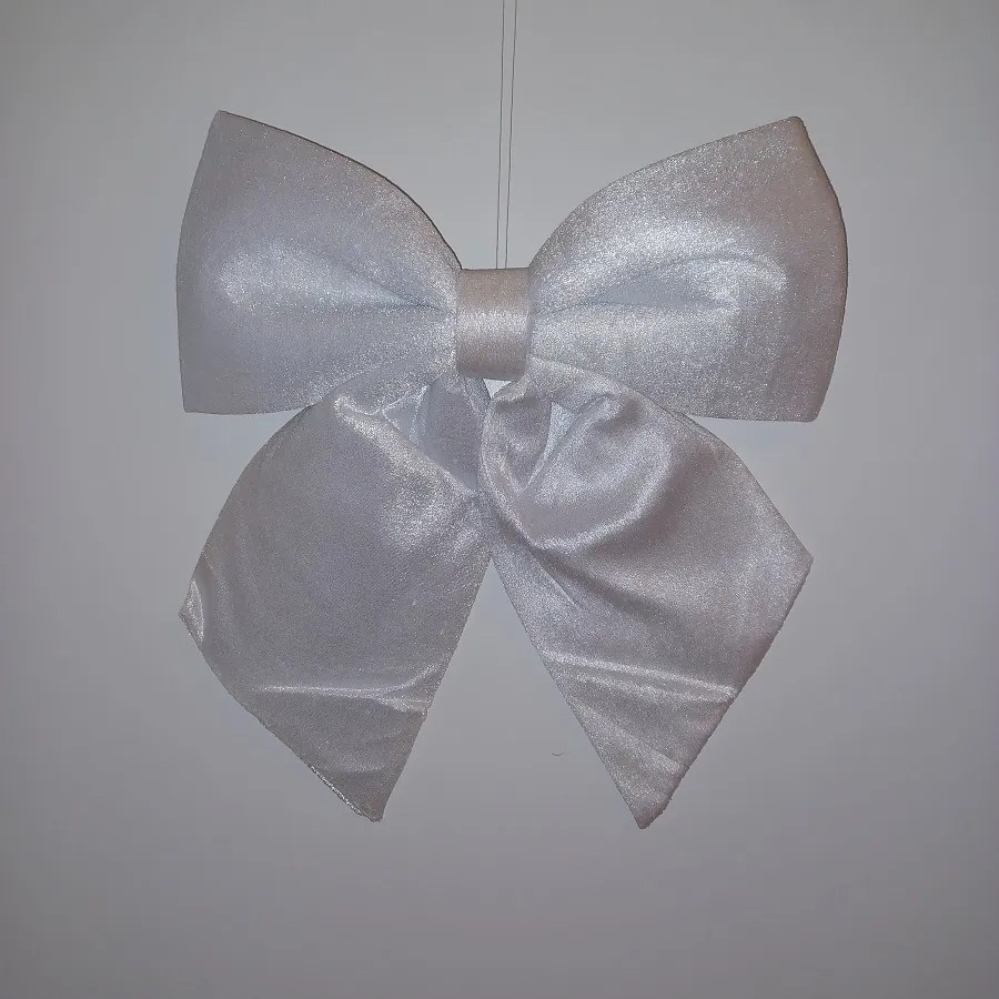 Dekorace velká mašle 32 × 36 cm, bílá, IP44 venkovní