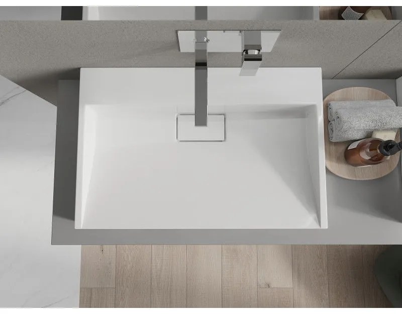 Mexen Ava, umyvadlo na desku z konglomerátu 70 x 46 cm, bílá, 23017000