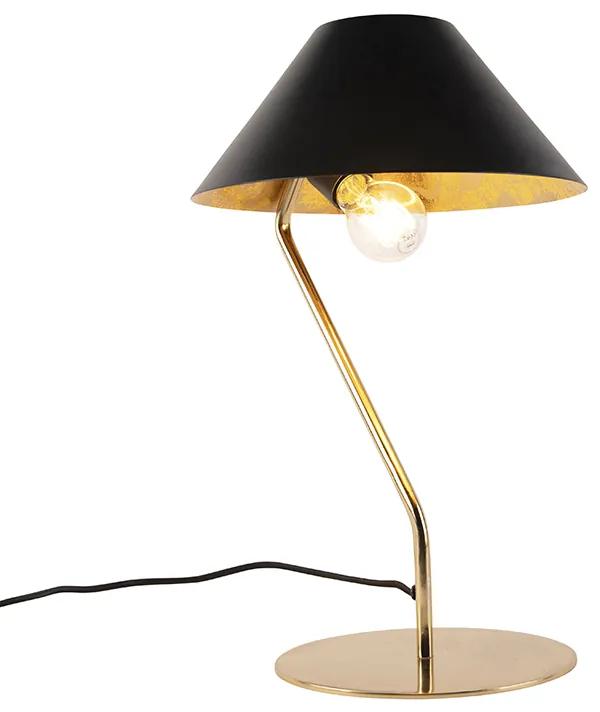 Stolní lampa ve stylu art deco černá se zlatým interiérem - Knick