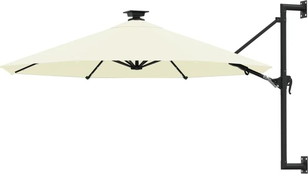 vidaXL Nástěnný slunečník s LED světly a kovovou tyčí 300 cm [312524] Barva: Černá