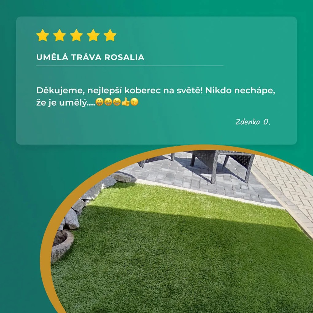Europe Grass, Umělá tráva Rosalia, vyříznout kruh, šíře 4m, zelená