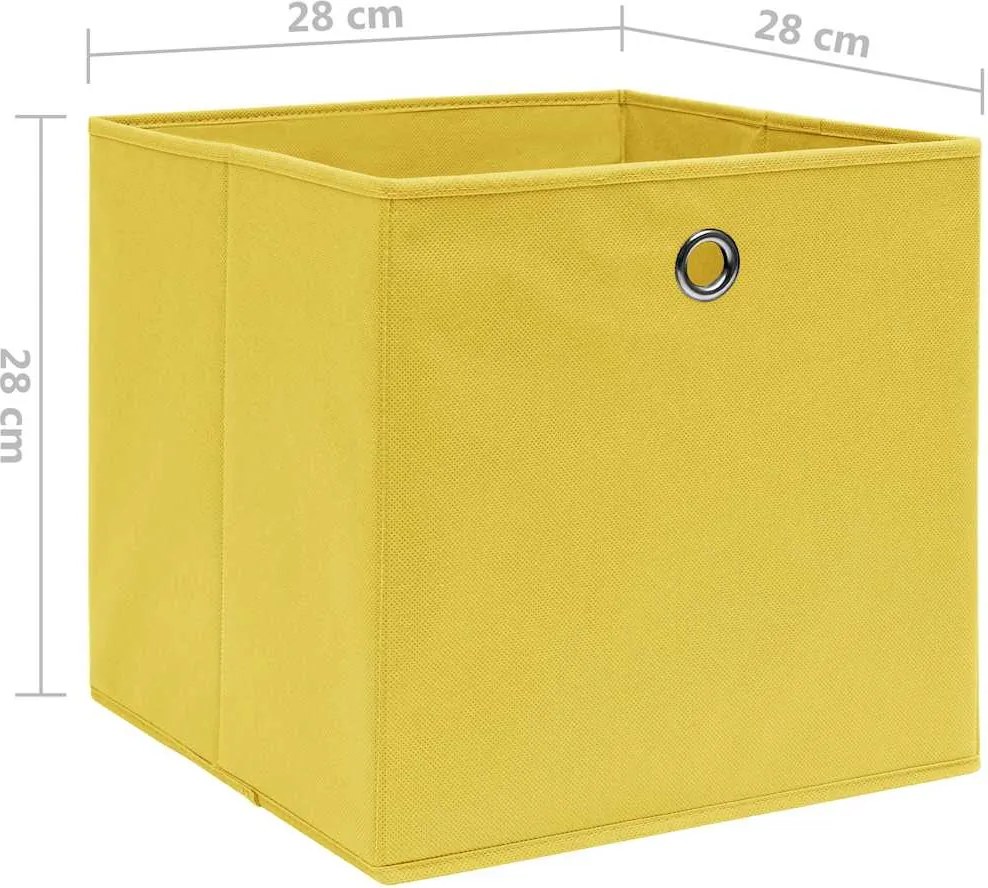 Úložné boxy 4 ks netkaná textilie 28 x 28 x 28 cm žluté 325223