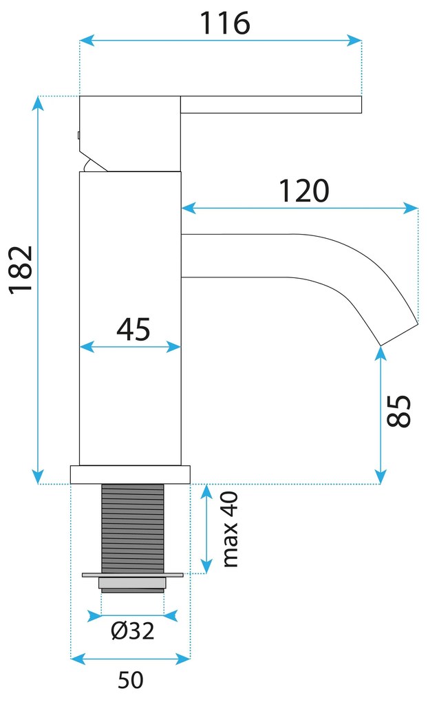 Rea Foster, umyvadlová baterie h-180, broušená ocel, REA-B6323