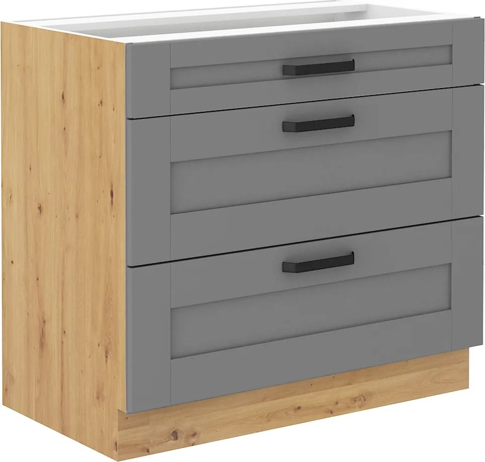 Kuchyňská linka LUNA du | 210x350 cm | PREMIUM BOX zásuvky | UNI dvířka | artisan/šedá