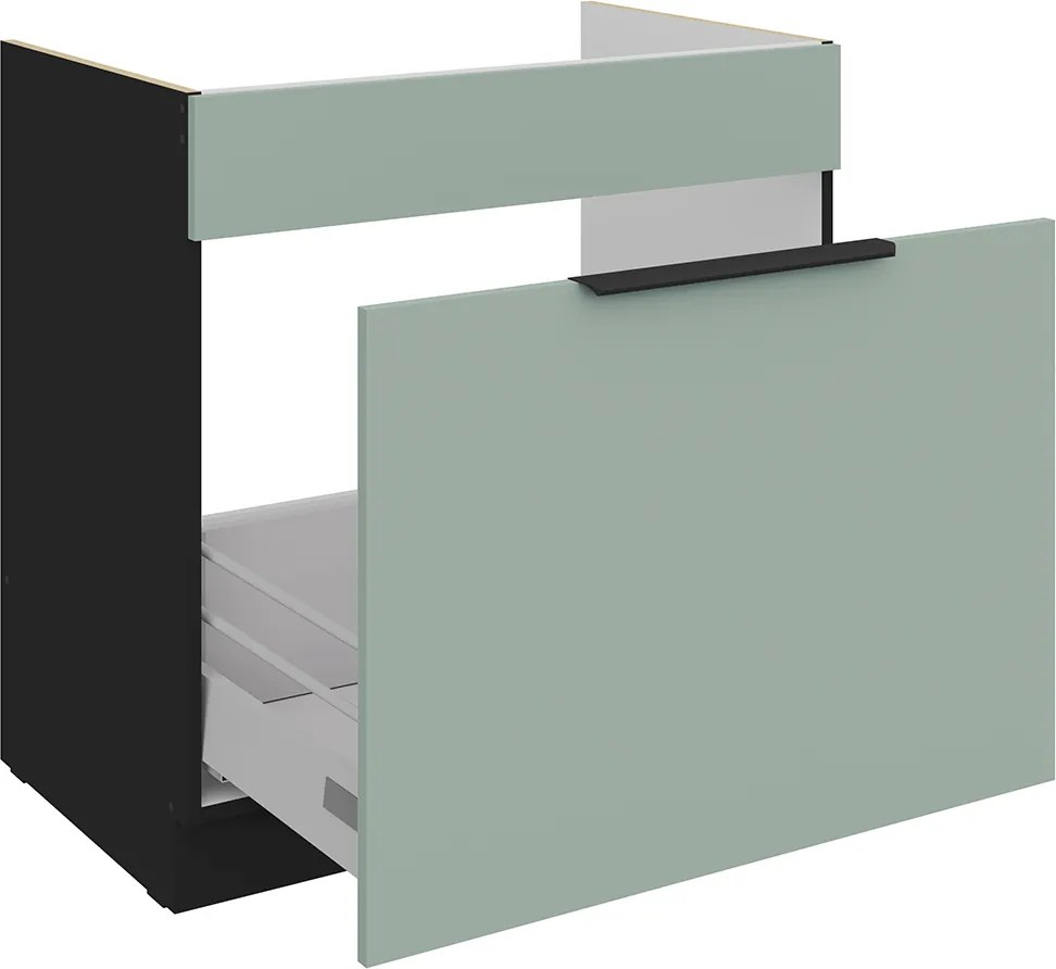 ARIA sc | dolní skříňka 80 ZL 1S dřezová | 80 cm | PREMIUM BOX | černá/aquamarine