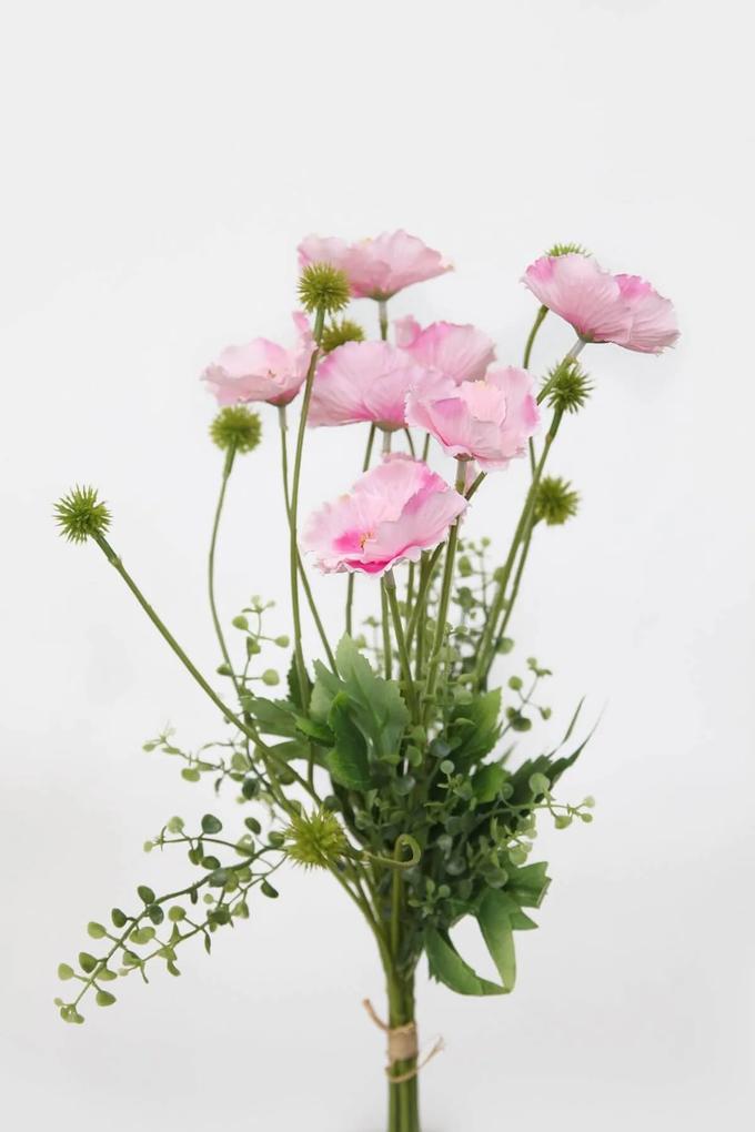 Růžová umělá kytice mix louka 60cm