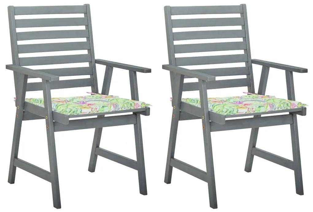 3064413 vidaXL Zahradní jídelní židle s poduškami 2 ks masivní akáciové dřevo