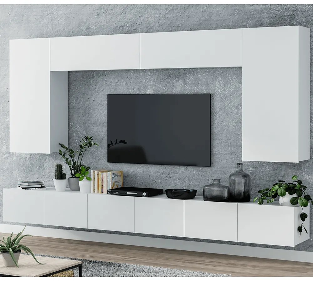 MJ-Furniture Obývací stěna Mina 300 cm bílý mat