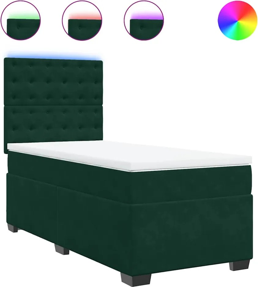 Box spring postel s matrací tmavě zelená 90x200 cm samet 3293125