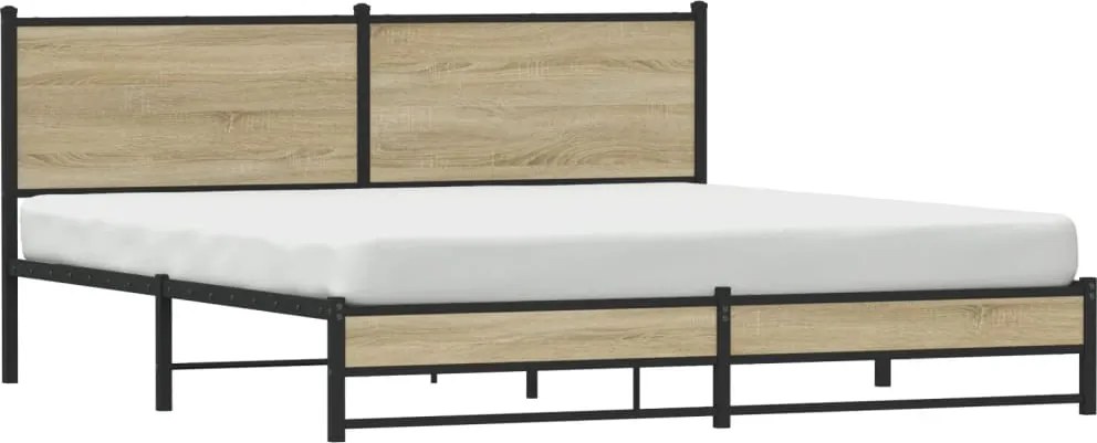 Kovový rám postele bez matrace dub sonoma 180 x 200 cm 3301395