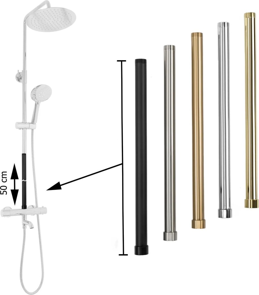 Prodloužení pro vanovou/sprchovou soupravu REA ø 25 mm - 50 cm, nikl kartáčovaný