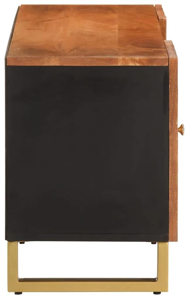 TV skříňka hnědá a černá 105 x 33,5 x 46 cm masivní mangovník - Default Title