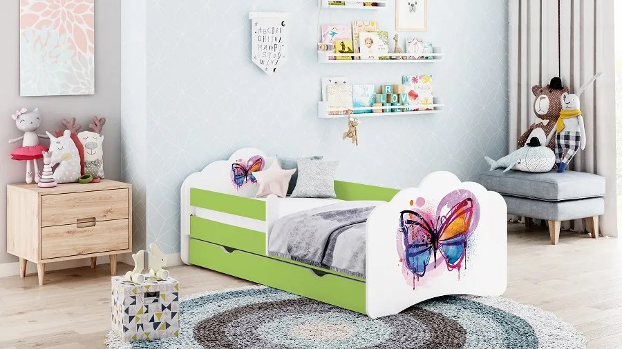 Dětská postel Tobík - motýl (Vybírat můžete z mnoha motivů a barev.)