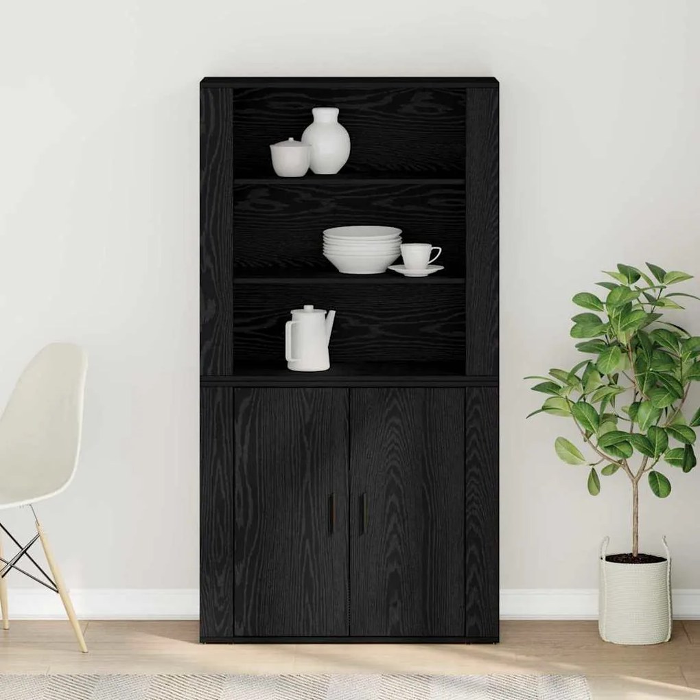 Vysoký bufet Černý dub 80 x 33 x 150 cm Kompozitní dřevo 3333079