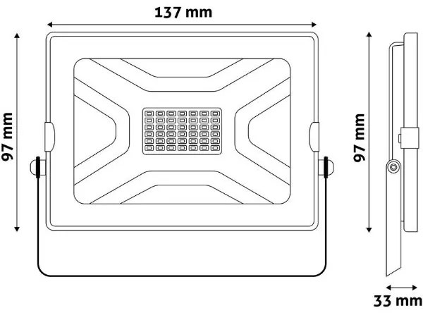 Prémiový ultratenký LED reflektor černý 30W 3000lm, denní, 3 roky