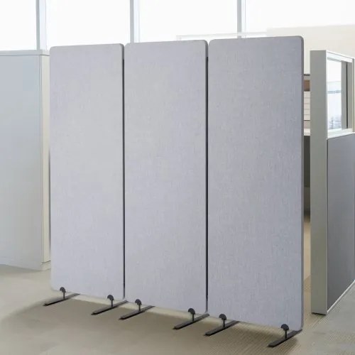 0,6 m Pokojový dělič 3 panely PET Polyester Zvukotěsná ochranná obrazovka šedá