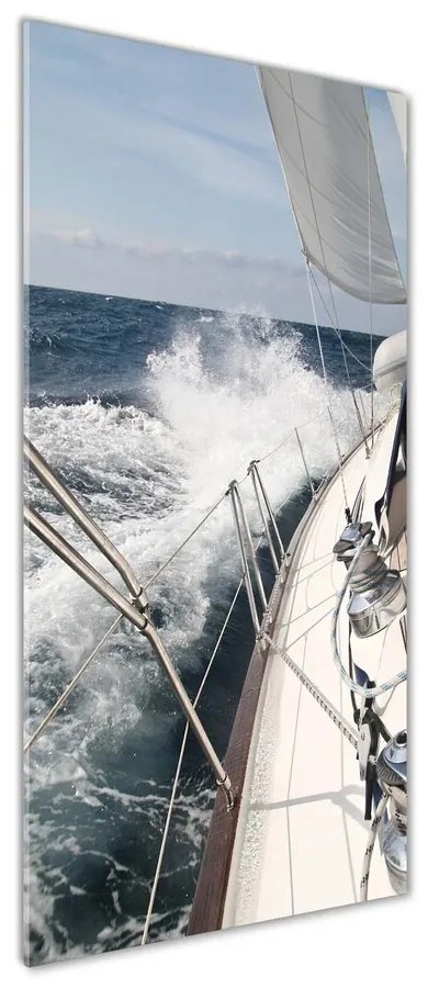 Wallmuralia Foto obraz fotografie na skle Jachta na moři 50x125 cm
