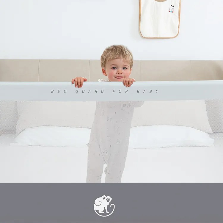 Zábrana na postel Monkey Mum® Popular - 90 cm - světle šedá