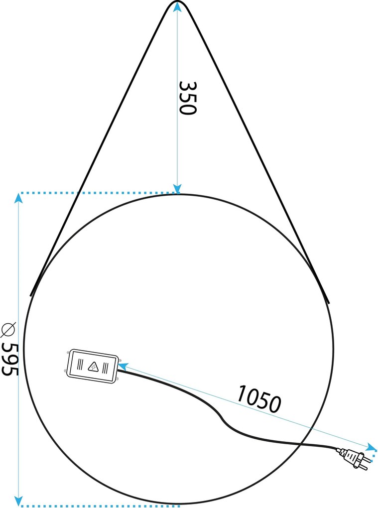 Tutumi Tutumi, LED zrcadlo 60cm se zlatým rámem na černém pásu YH-3339, zlatá matná, HOM-01504