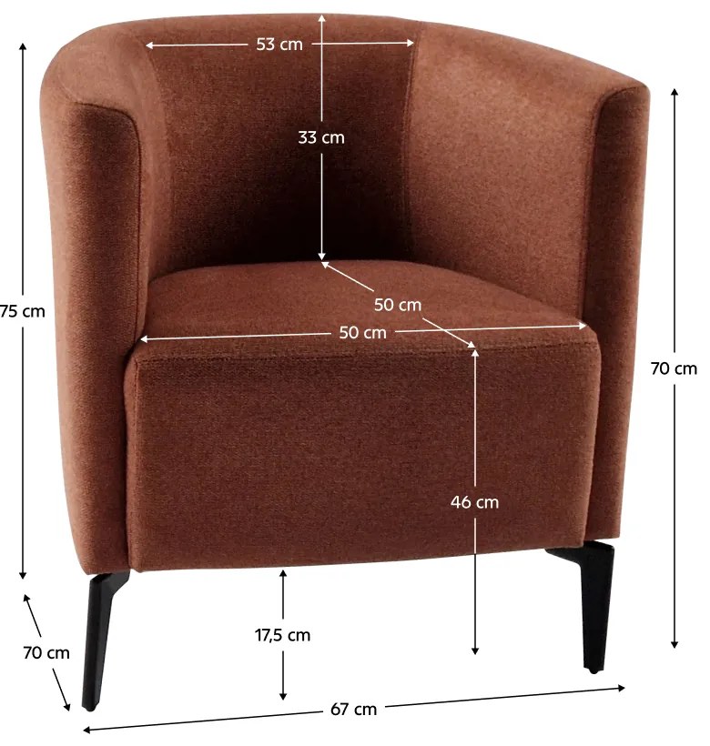 Designové křeslo, terakota/černá, KAPY