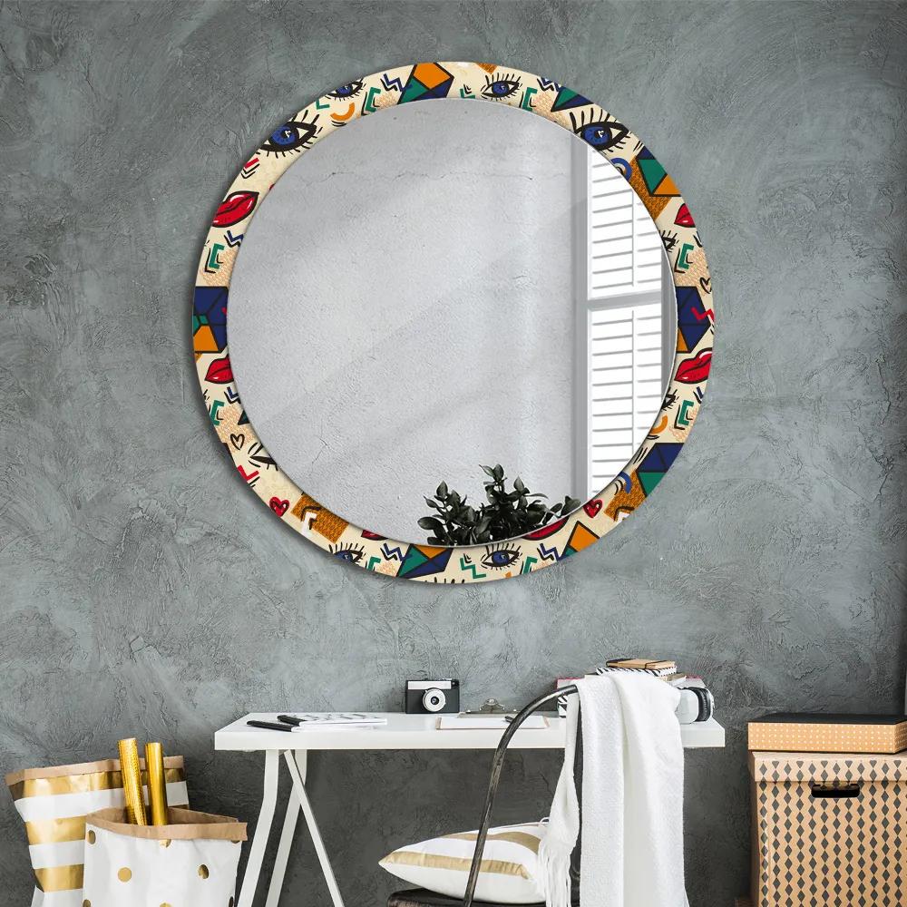Kulaté dekorativní zrcadlo Popový umělecký styl fi 100 cm