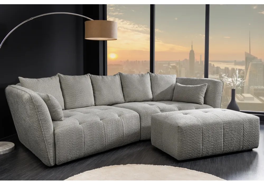 Massive home | Taburet ROYAL 120cm, bouclé, šedá