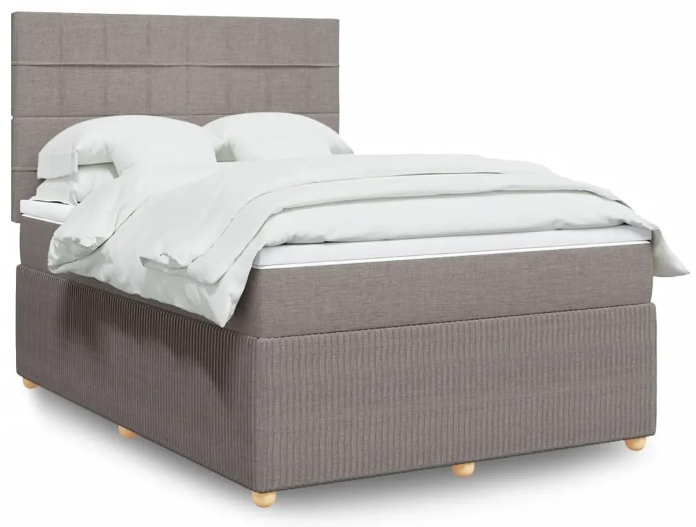 Box spring postel s matrací taupe 140x190 cm textil