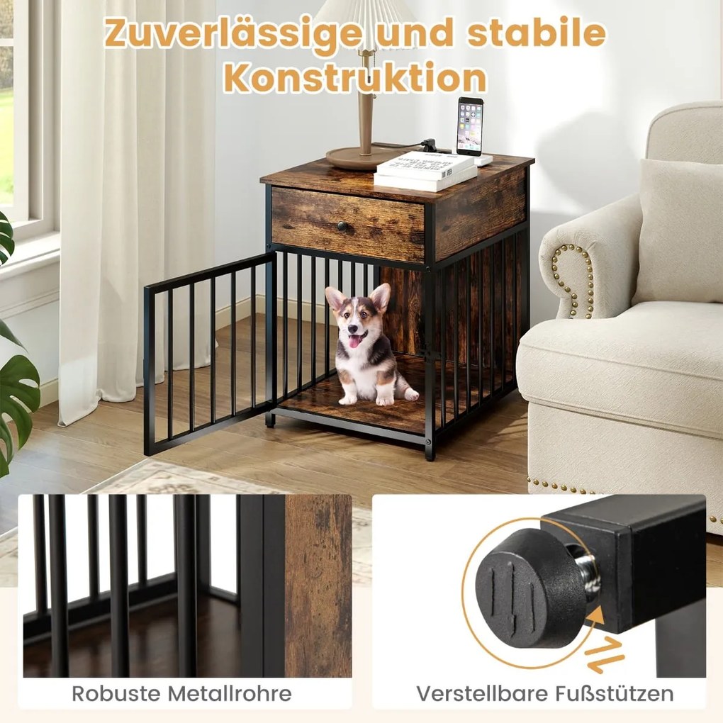 Costway Nábytek do klece pro psy Box pro psy do domácnosti s dvířky nabíjecí