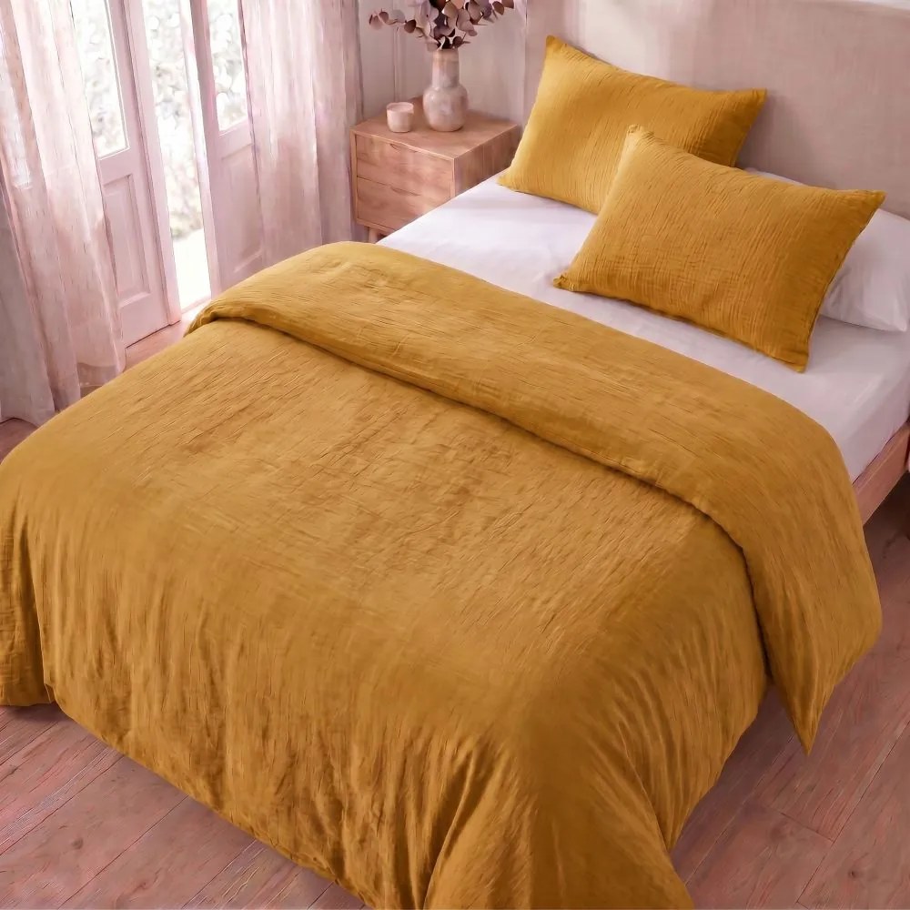Kvalitex Mušelínové povlečení žluté 1x 140/220, 1x 70/90cm