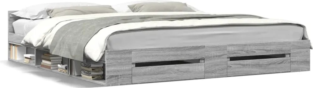 Rám postele se zásuvkami šedý sonoma 200 x 200 cm kompozit 3280725