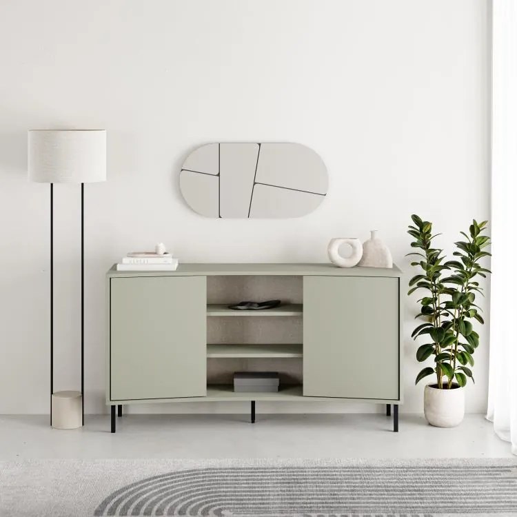 Komoda Houseland Frem 150 cm šedo-zelená