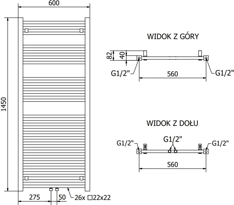 Mexen Pluton elektrický radiátor 1450 x 600 mm, 900 W, černý - W106-1450-600-2900-70