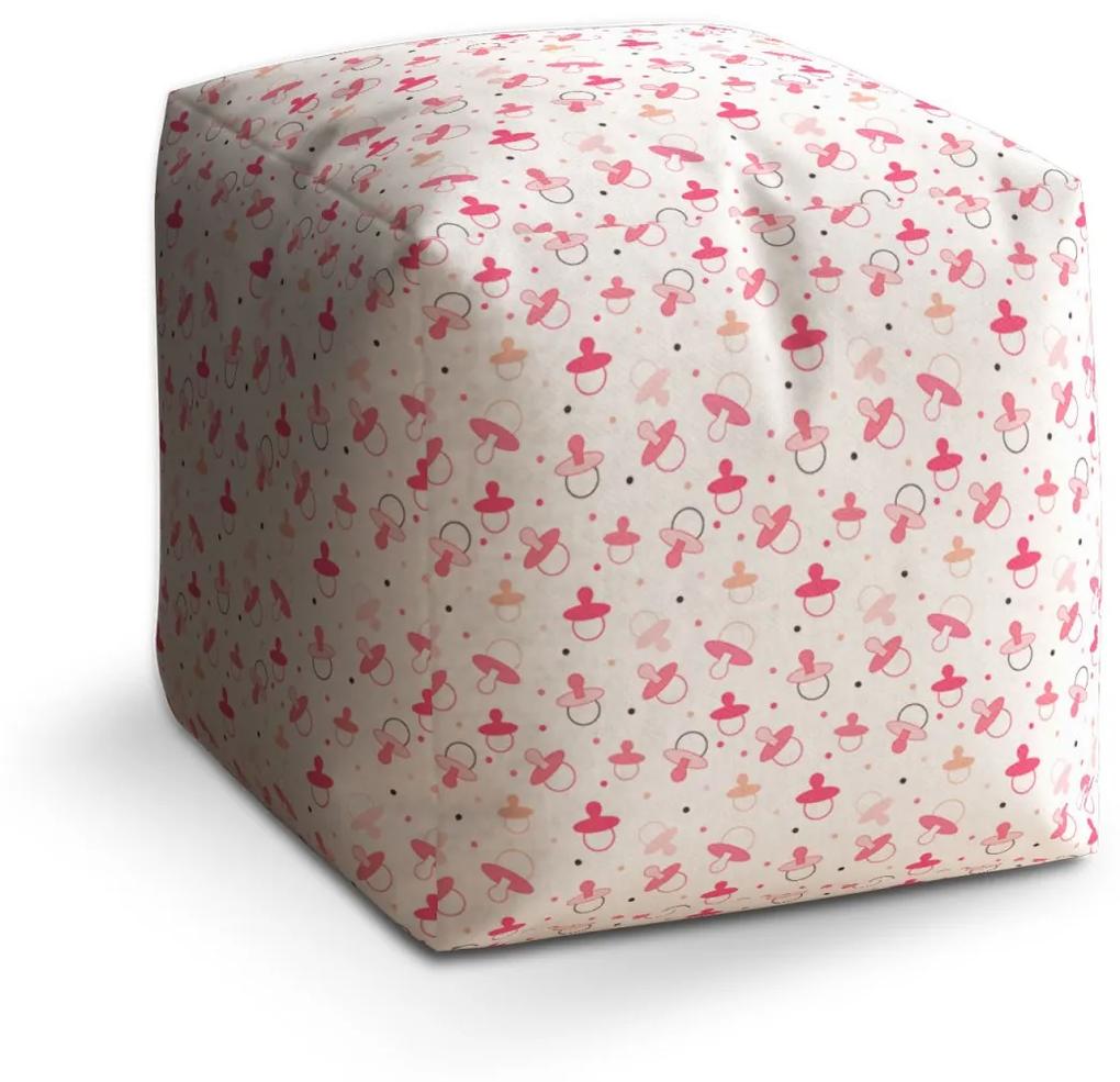 Sablio Taburet Cube Růžové dudlíky: 40x40x40 cm
