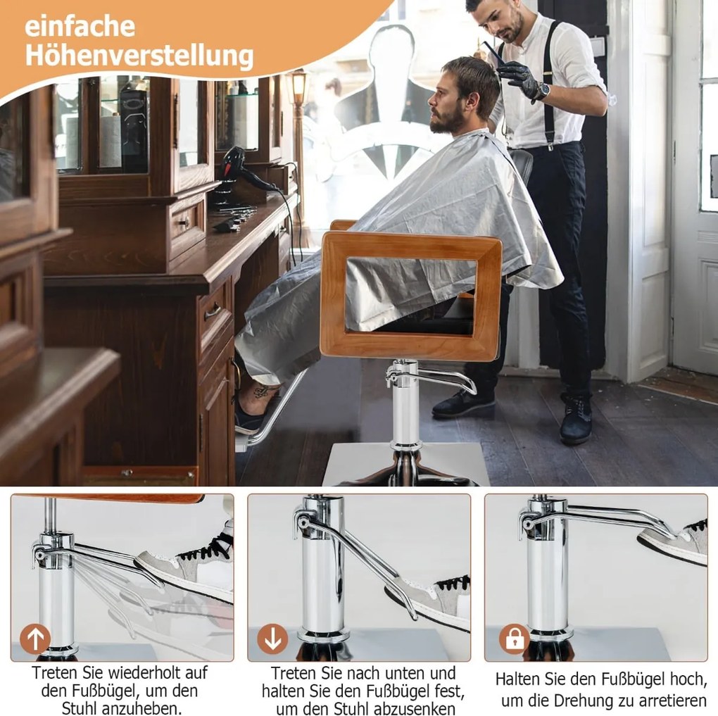 Costway Hydraulic Barber Chair Salon Křeslo pro kadeřníka s otáčením o 360