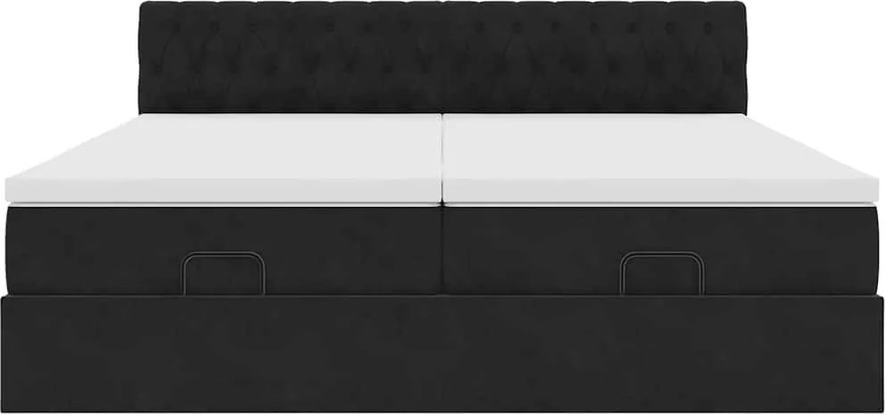 Osmanský rám postele s matracíes černá 160x200cm samet 3312088