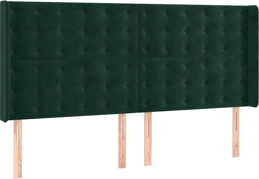 Box spring postel s matrací a LED tmavě zelená 160x200 cm samet 3139814