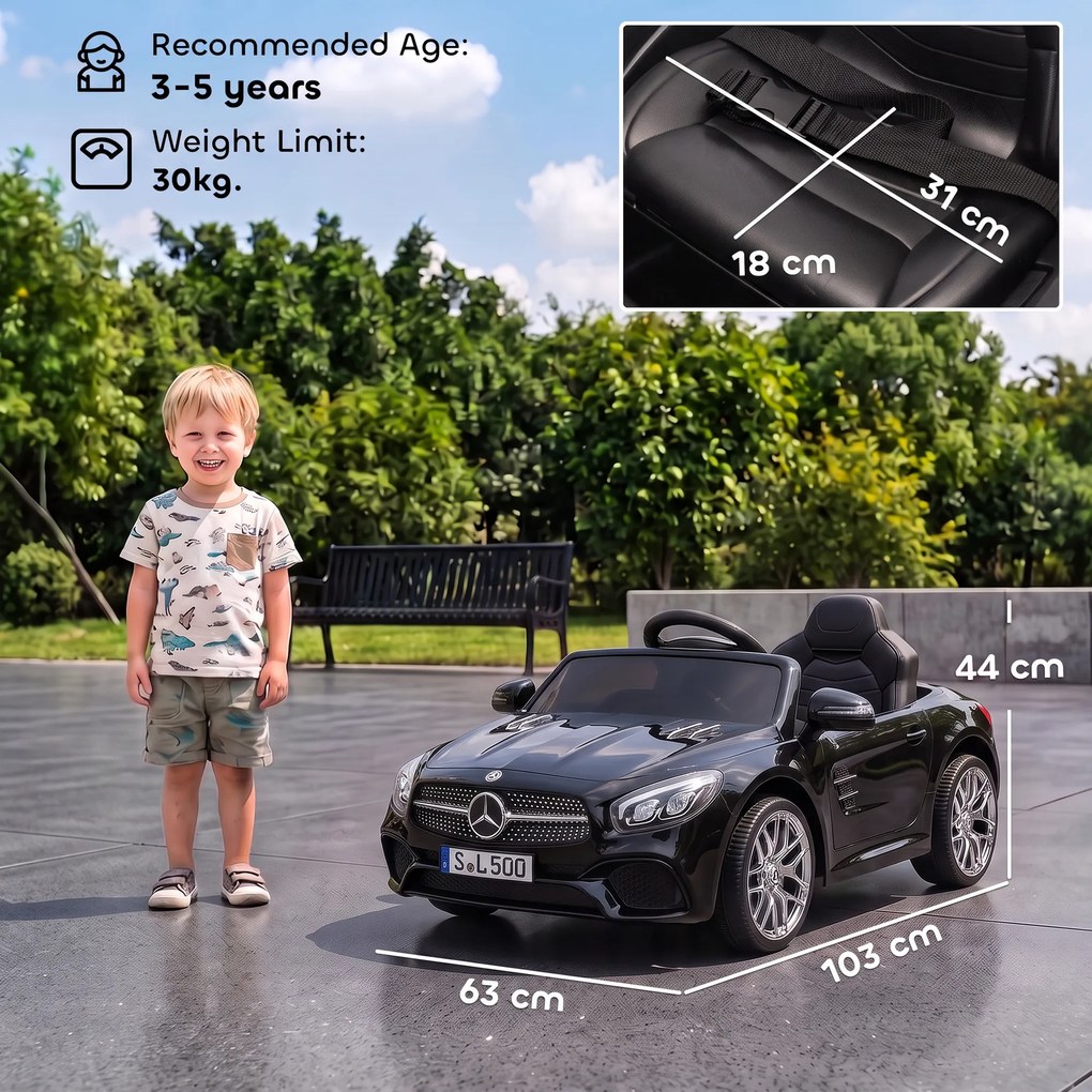 AIYAPLAY Mercedes-Benz elektrické auto pro děti s dálkovým ovládáním, černé