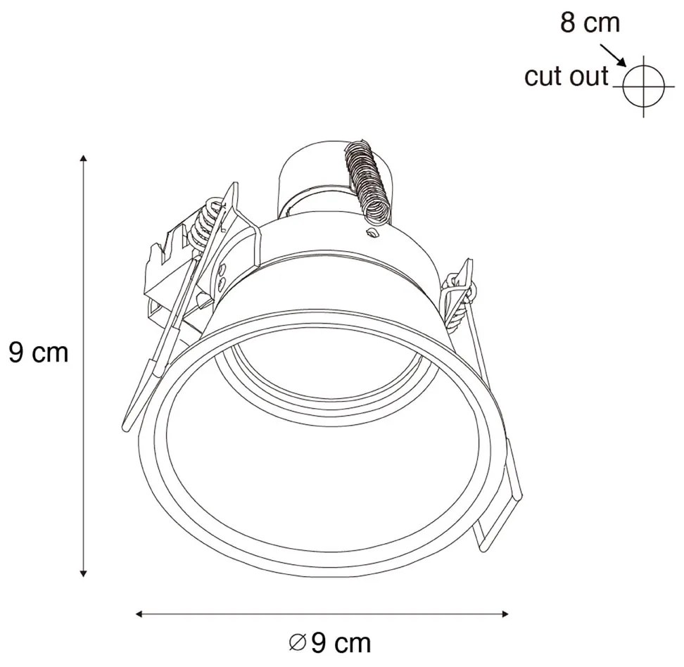 Sada 6 moderních vestavných bodových svítidel černých se zlatou GU10 50mm IP44 - Dept