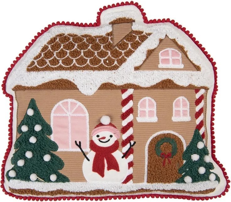 Vánoční polštář ve tvaru perníkové chaloupky - 40*4*36 cm