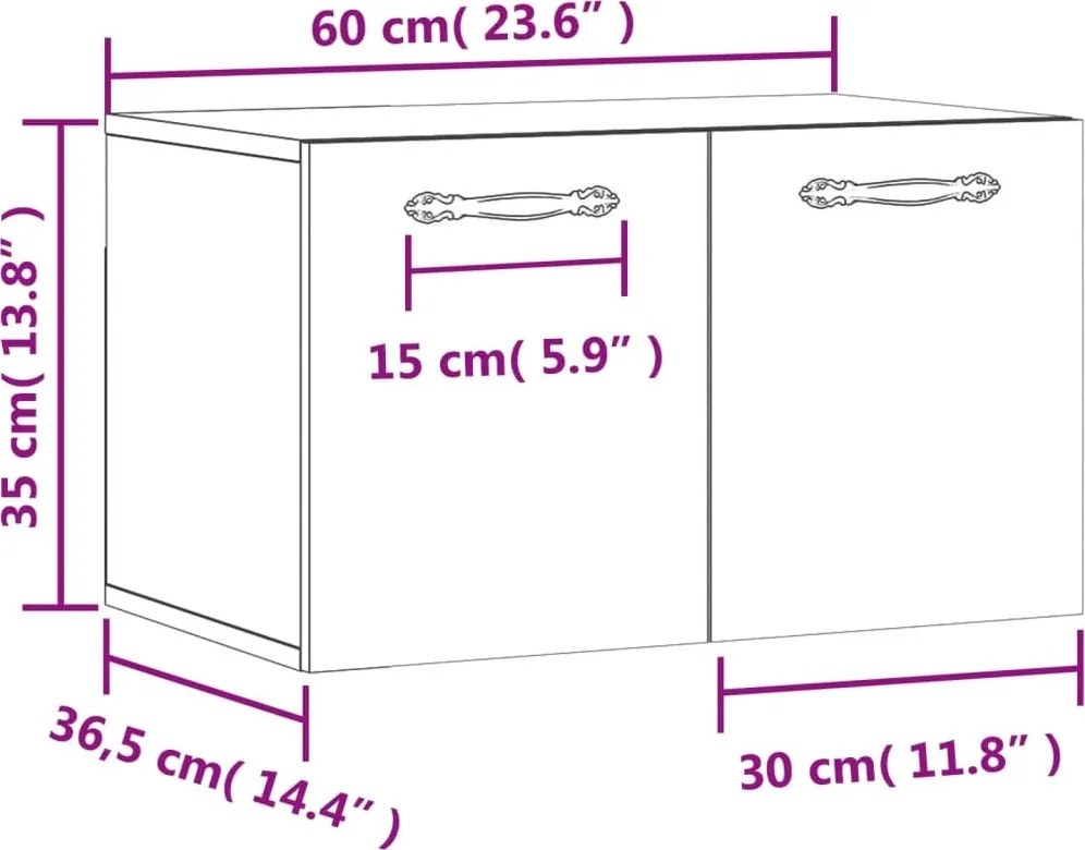 vidaXL Nástěnná skříňka 60 x 36,5 x 35 cm kompozitní dřevo [830016] Barva: bílá s vysokým leskem