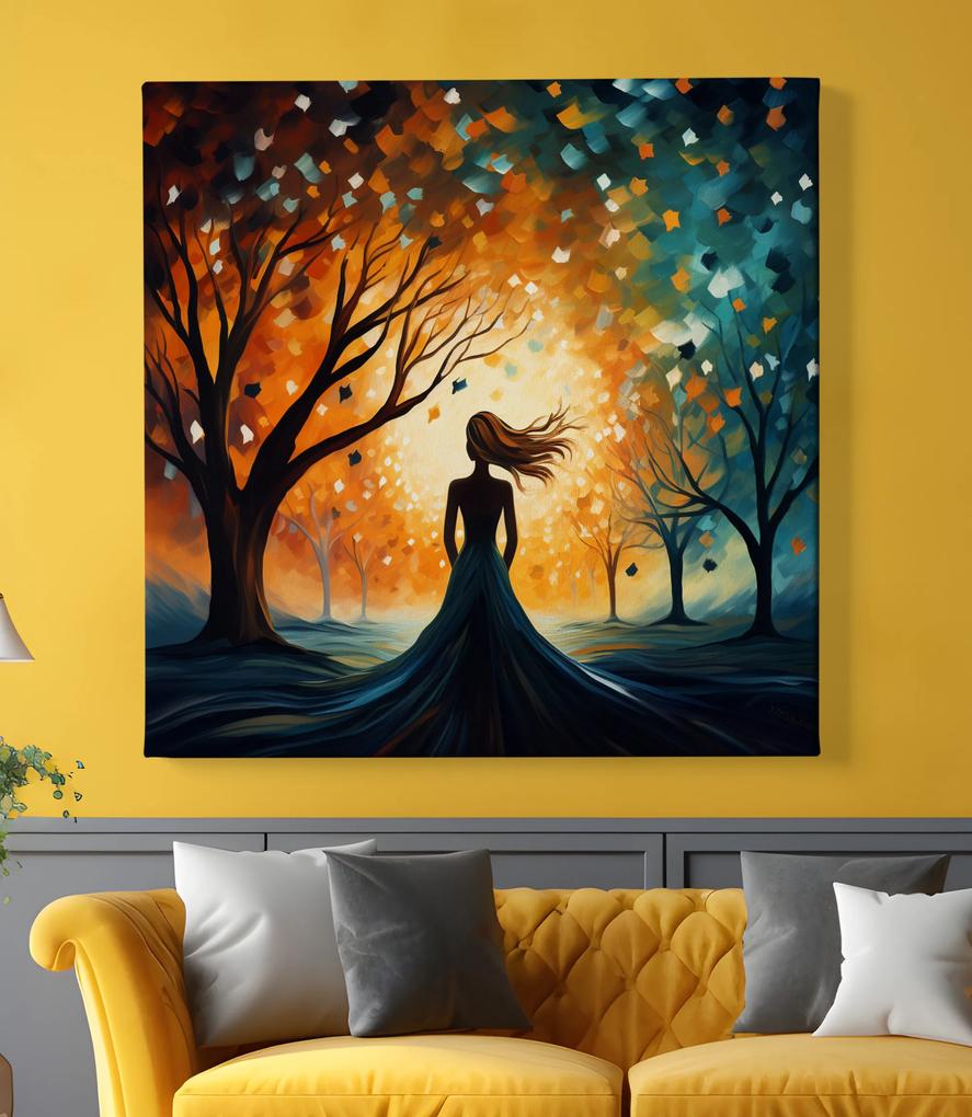 Obraz na plátně - Sefira prochází stromovou alej FeelHappy.cz Velikost obrazu: 60 x 60 cm