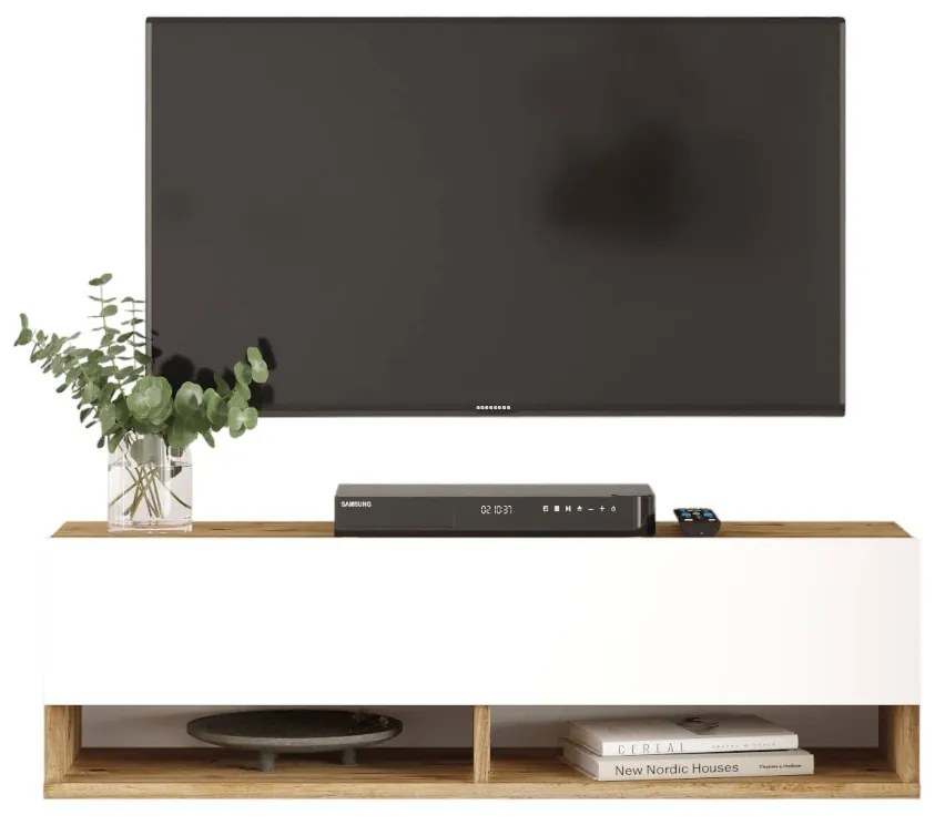 IMAVERE závěsný TV stolek, barva borovice + bílá