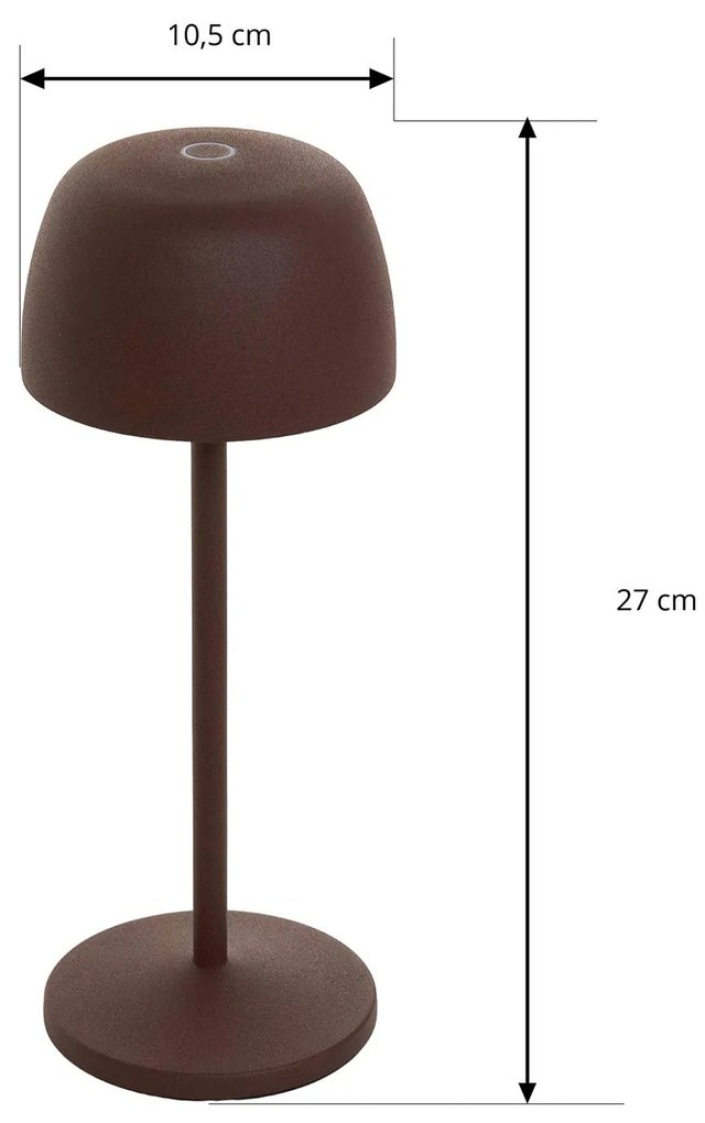 Lindby LED dobíjecí stolní lampa Arietty, hnědá, sada 3 kusů, hliník