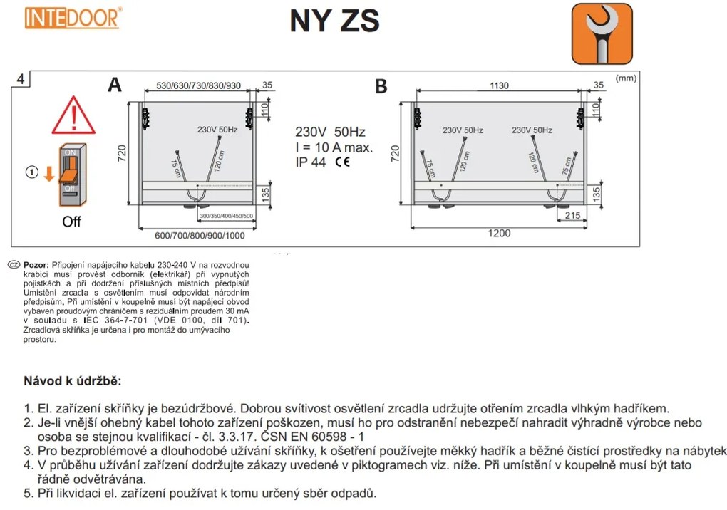 INTEDOOR zrcadlová skříňka bez osvětlení NY ZS 80 Varianta: 99 Dub Thermo černohnědý