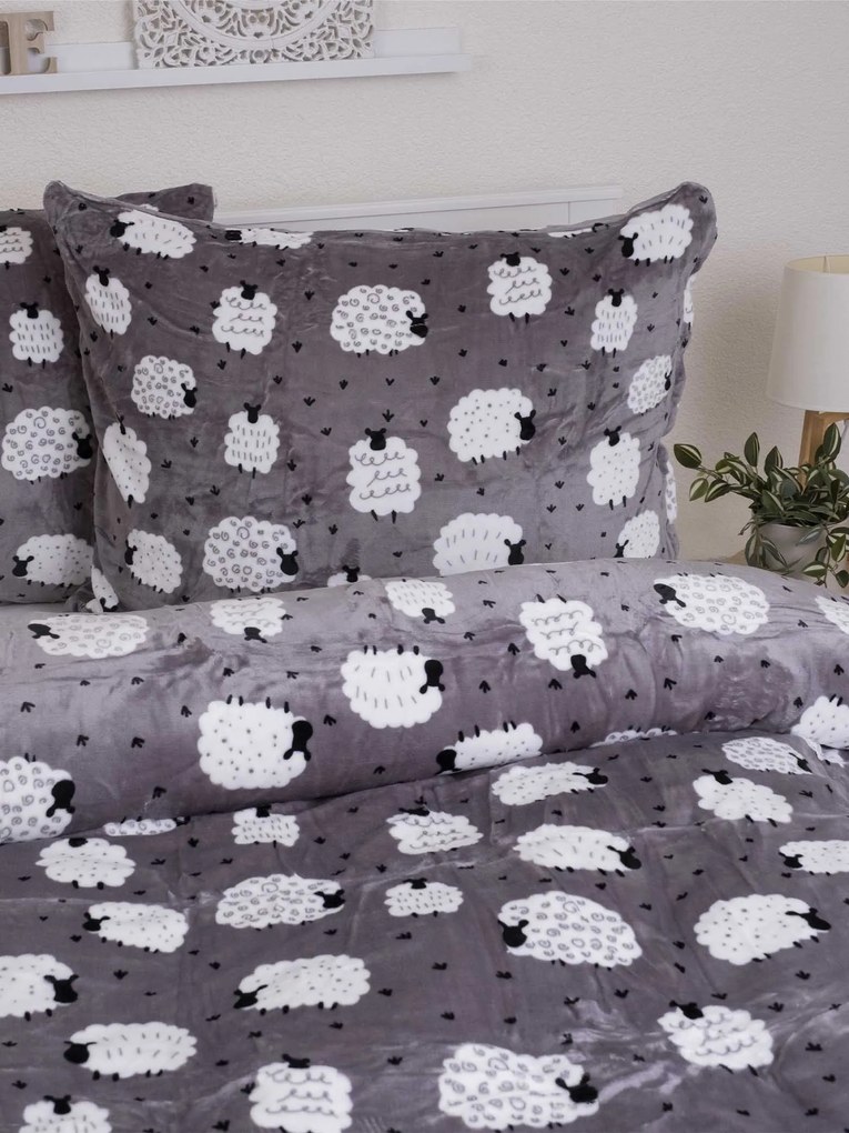 MK Lůžkoviny Prodloužené mikroplyšové povlečení Exclusive - Ovečky 140 × 220 cm, 70 x 90 cm